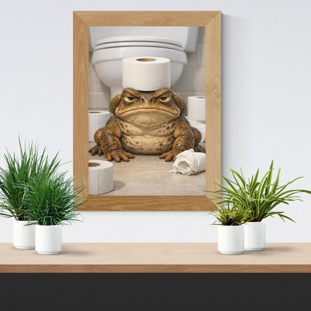 Cane Toad Bathroom Wall Art Printable | Funny Toilet Paper Art ...