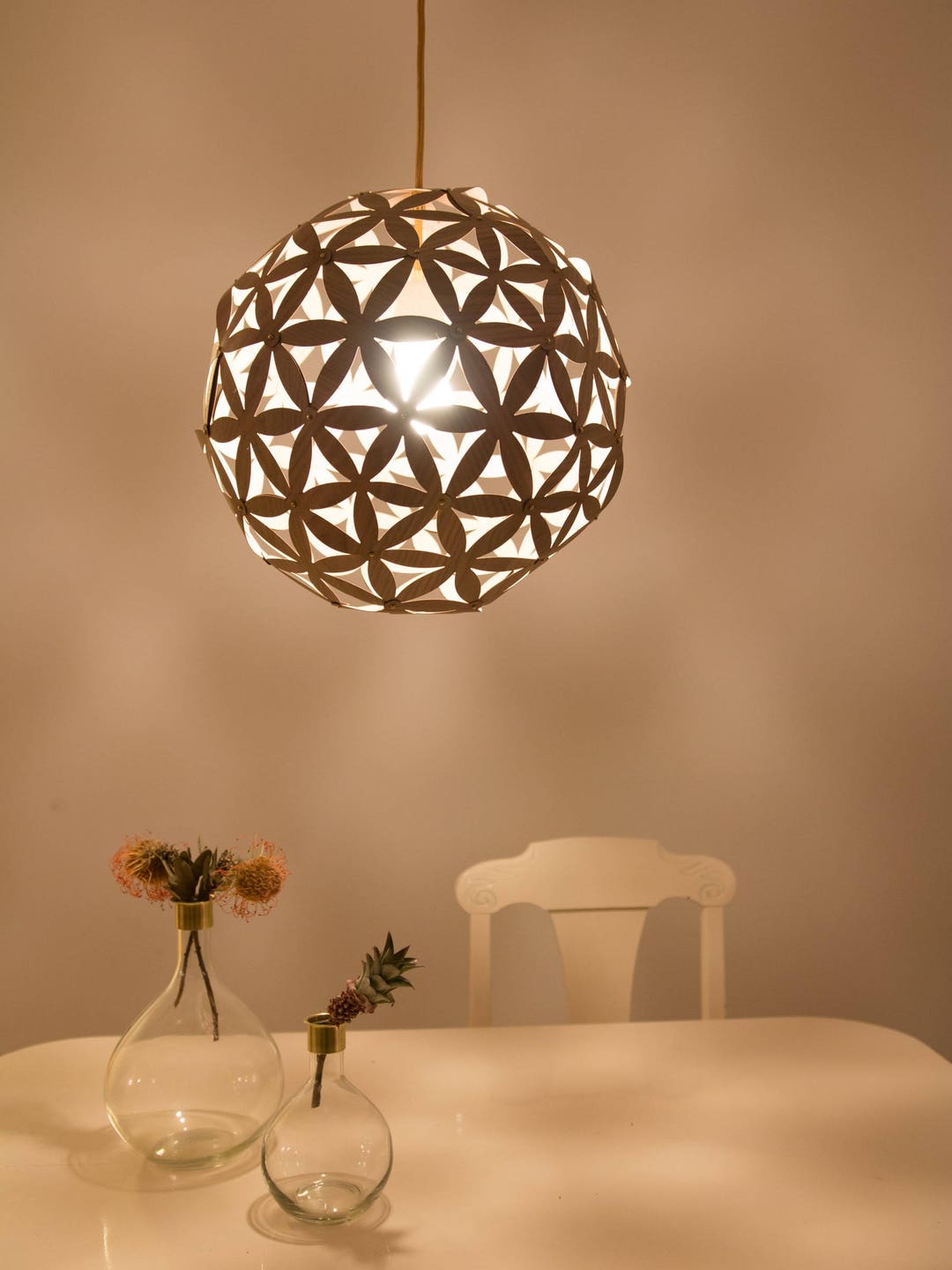 Pendant Light blomst No 1 Wood Veneer Walnut - Etsy