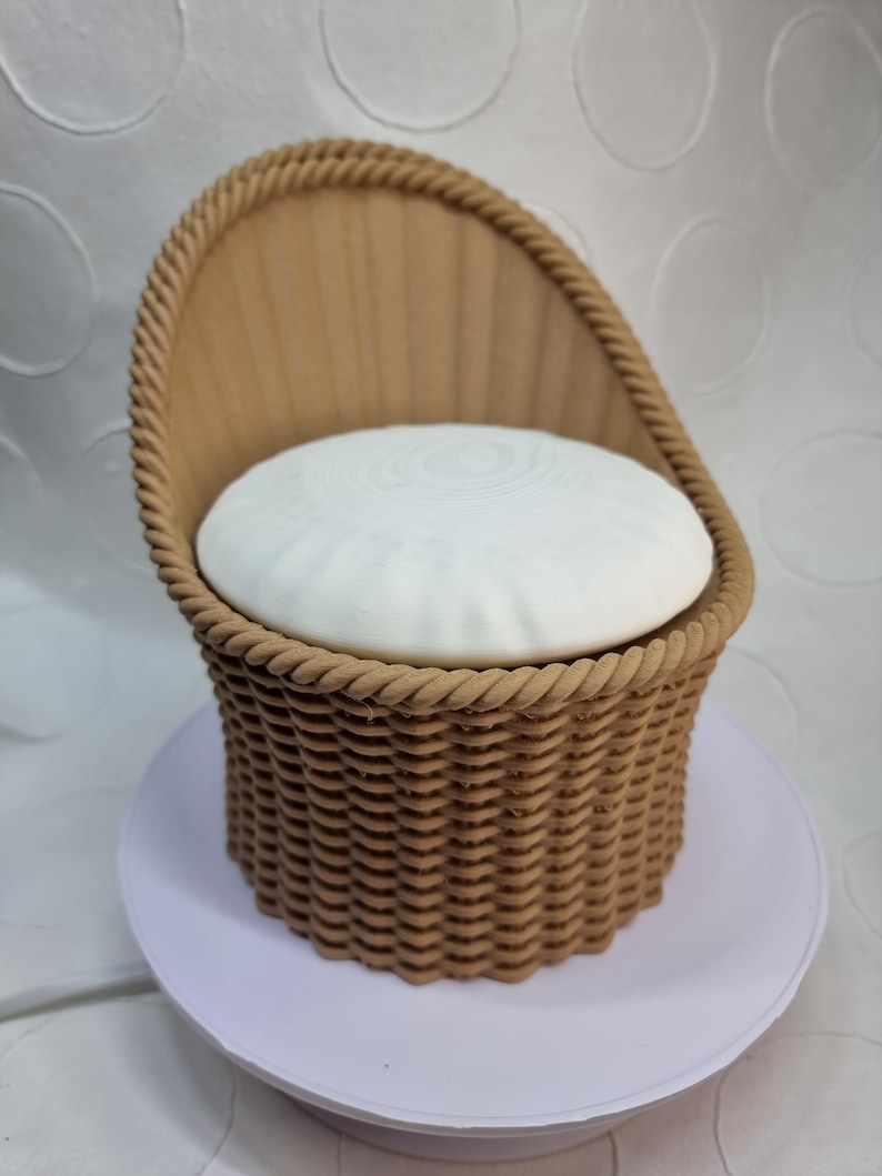 3D Printed Cane-look Chair for 1/4 Size BJD Dolls With White Removable ...