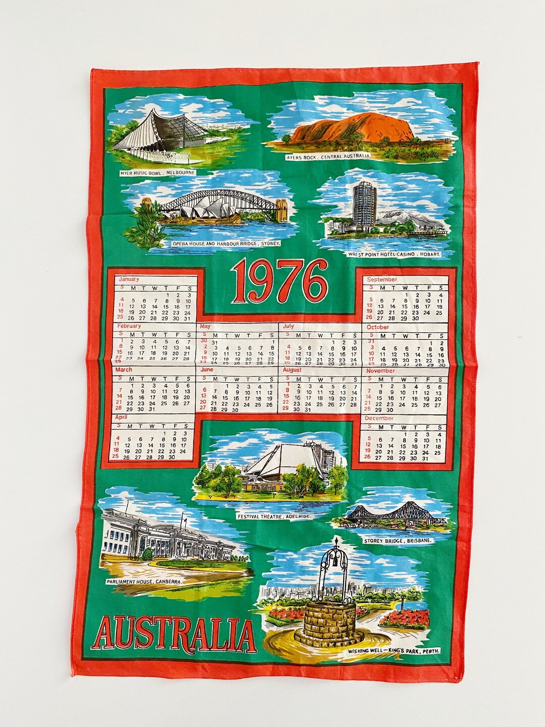 Australia 1976 Calendar Landmarks Vintage Tea Towel - Etsy