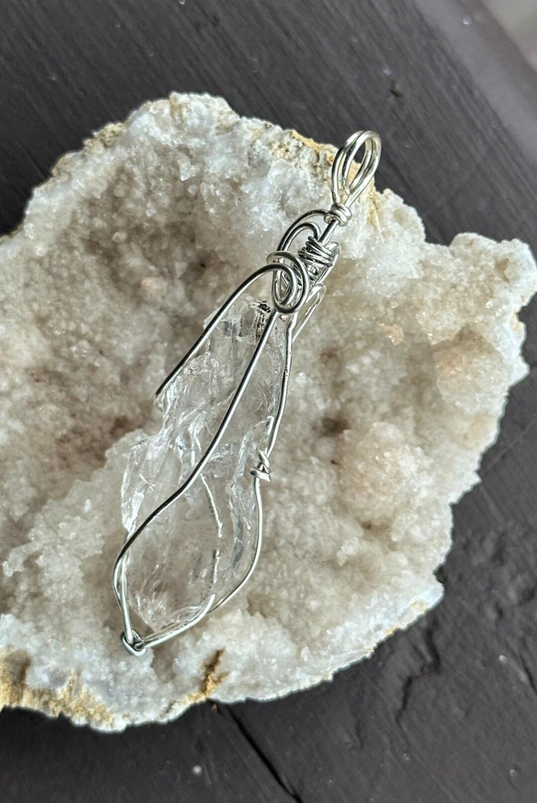 Lake County Diamond Pendant Wrapped in Silver Wire "just so Elegant" - Etsy