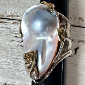 Mother of Pearl Silver & Gold Cast Ring - Etsy