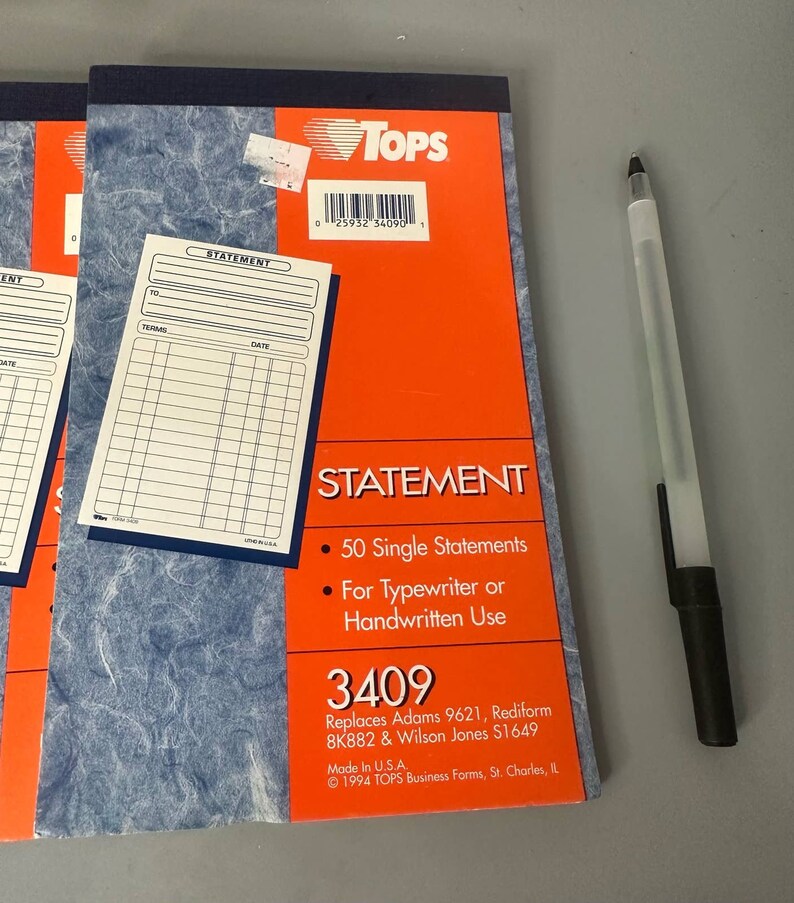 Vintage 1994 New 4 X Tops Statement Book 3409 Booklets Financial ...
