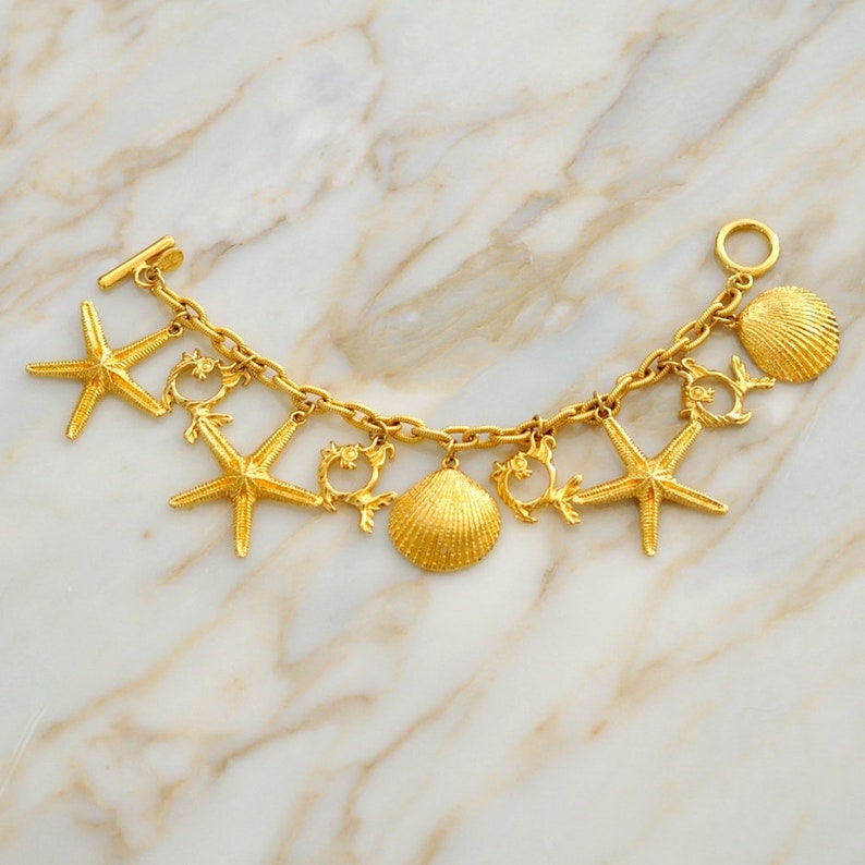 Bob Mackie Gold Tone Nautical Seashore Beach Starfish Shells | Etsy