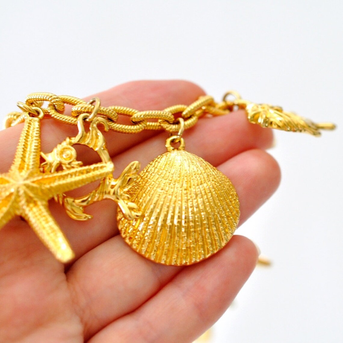 Bob Mackie Gold Tone Nautical Seashore Beach Starfish Shells | Etsy