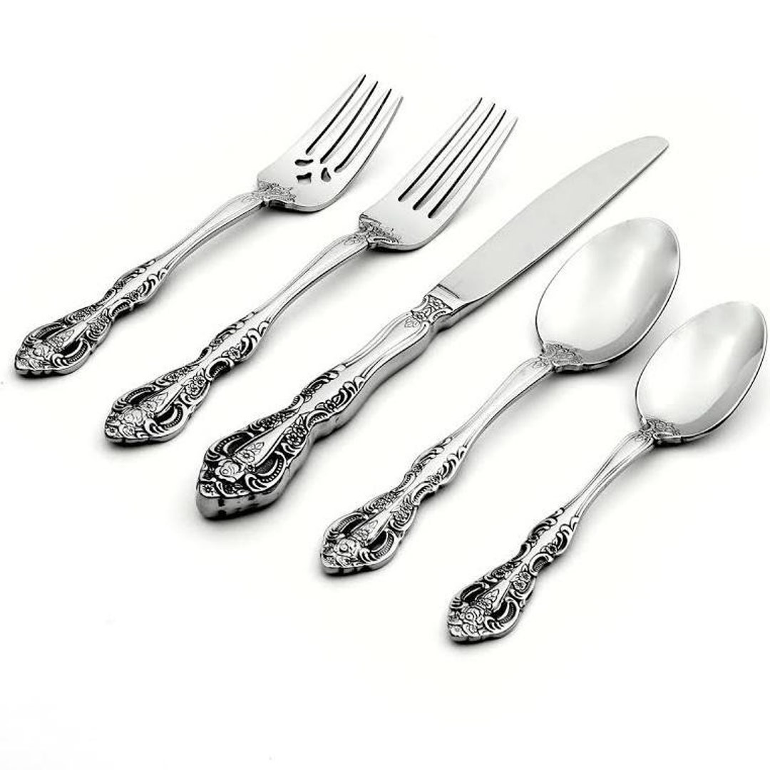 Vintage Oneida Michelangelo Stainless Steel Flatware Floral Pattern , 8 ...