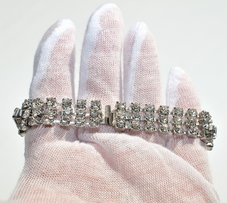 Vintage Kramer of NY Clear Rhinestones Silver Tone Bracelet | Etsy