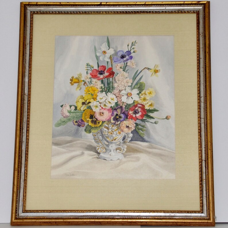 Vintage Cora Foster california Fine Still Life Watercolor - Etsy