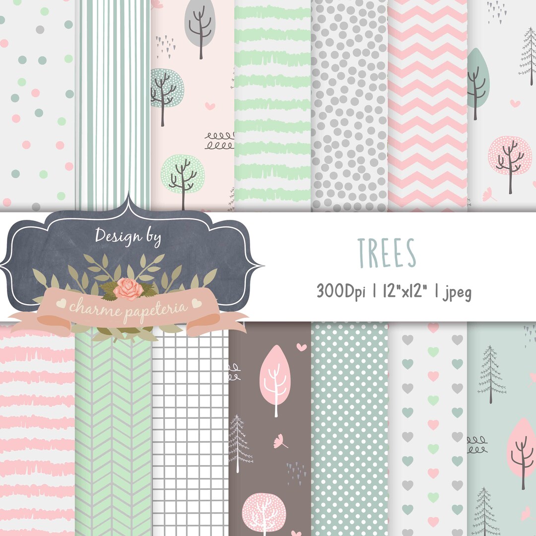 Cute Woodland Digital Paper, Forest Animals Digital Papers, Digital ...