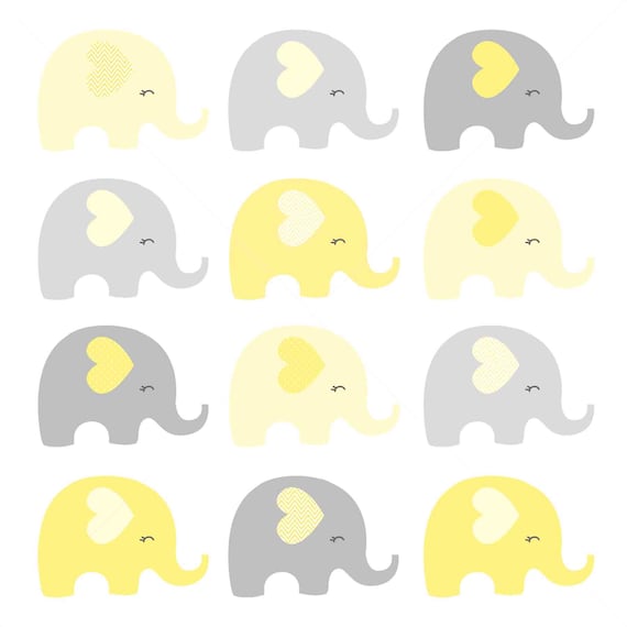 Baby Shower Elephant Clipart Yellow
