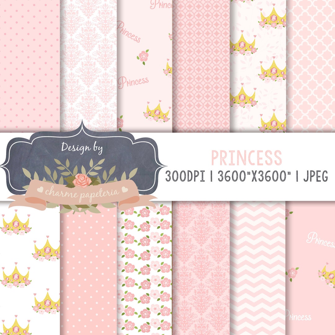 Royal Princess Baby Pink Digital Papers, Princess Digital Paper, Royal ...
