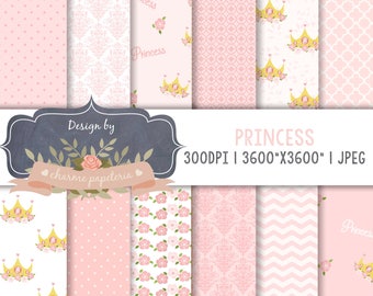 Crown Digital Paper | Etsy