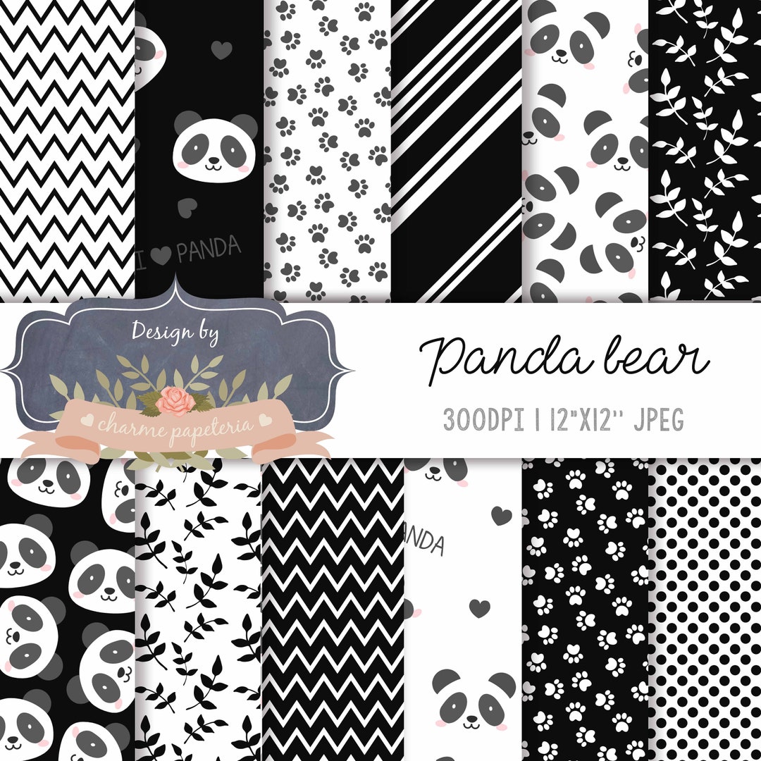 Panda Boy Digital Paper Panda Bear Invitations Birthday - Etsy
