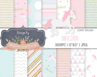 Unicorn Digital Paper | Etsy