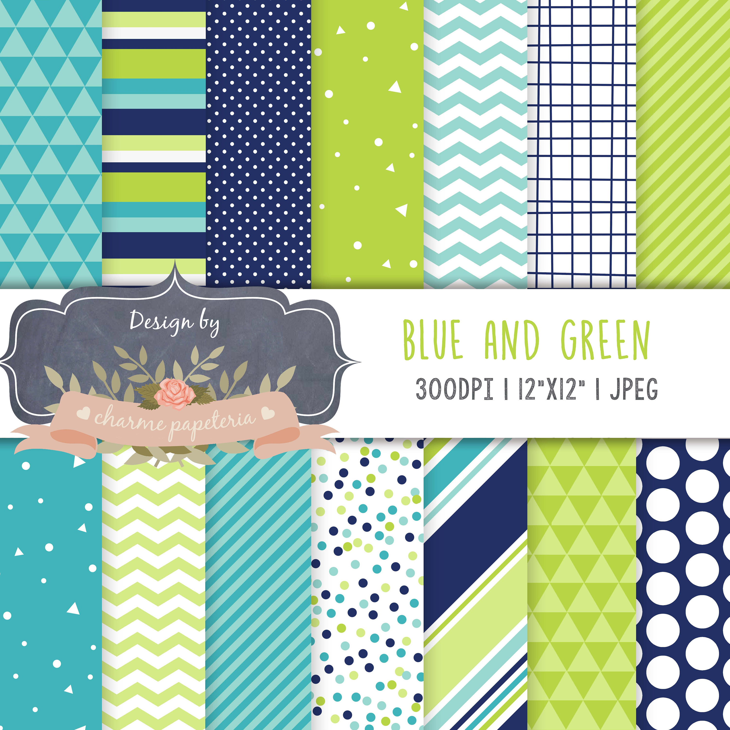 Blue Aqua and Green Digital Paper, Baby Boy Digital Papers - Etsy