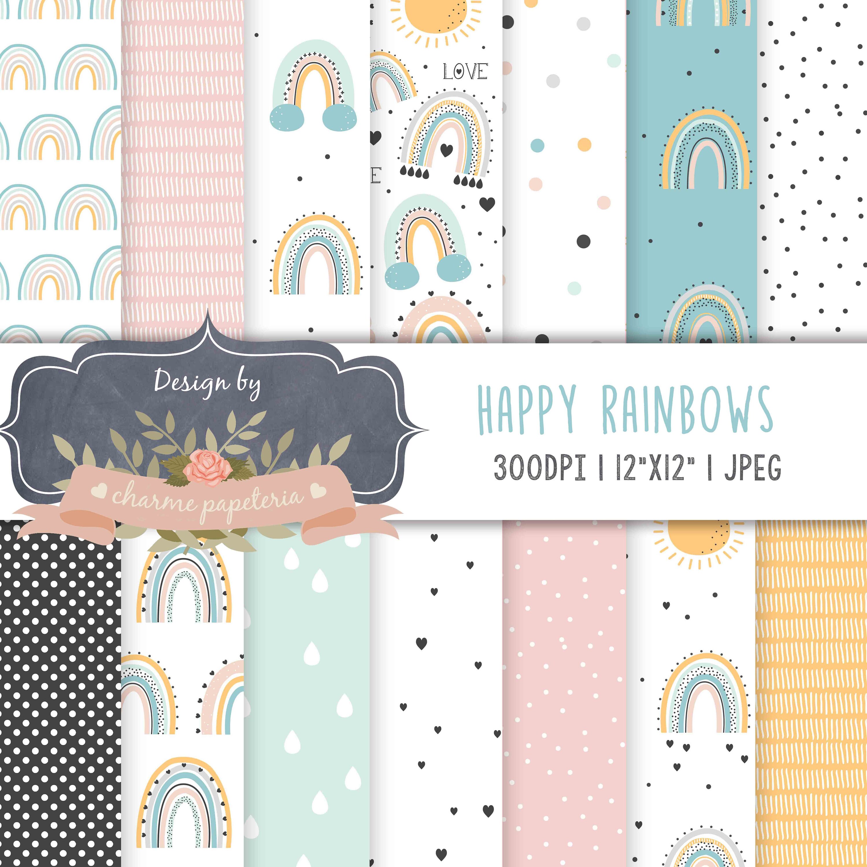 Rainbow Pastel Digital Papers Rainbow Patterns Backgrounds - Etsy Canada