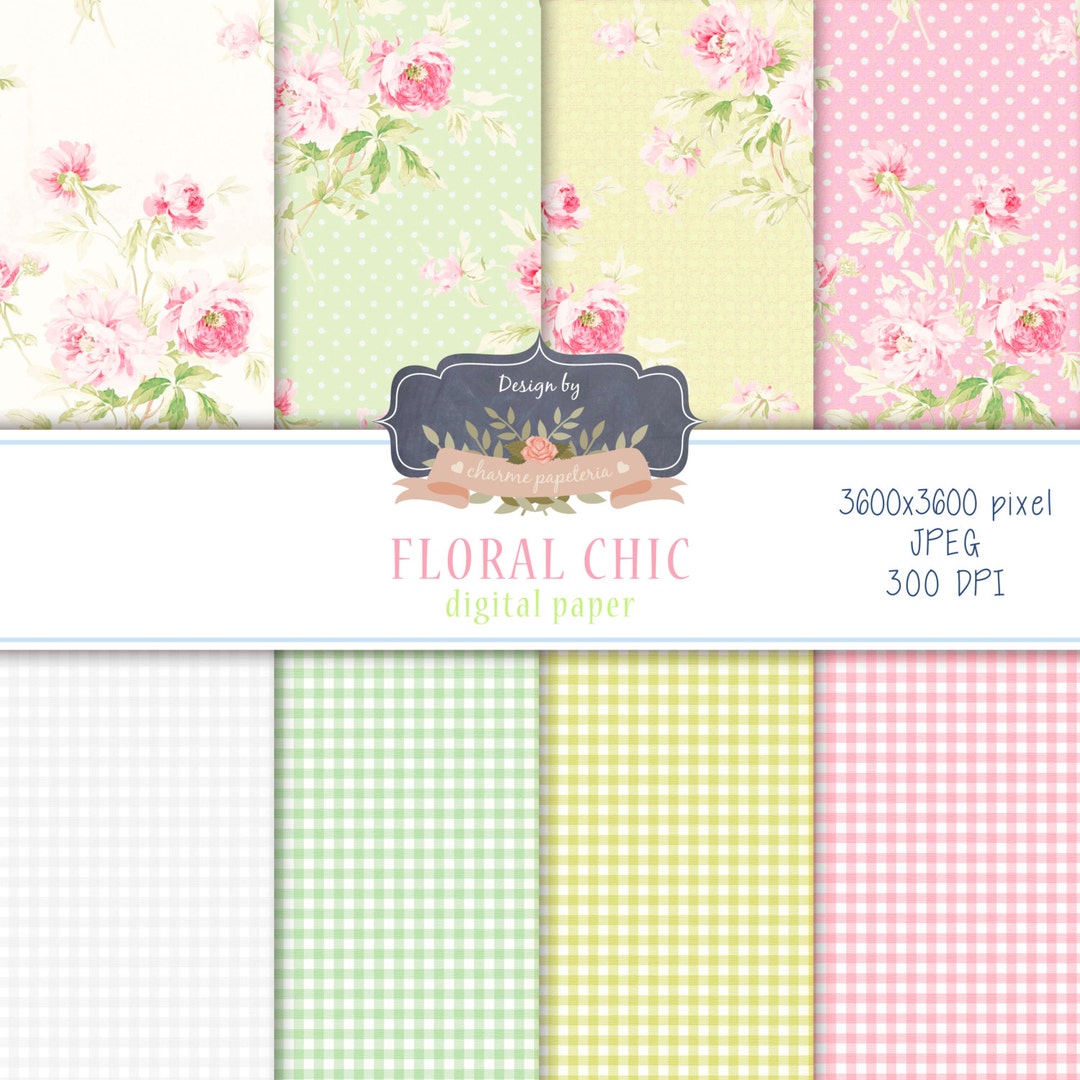 Floral Digital Paper, Flower Digital Paper, Floral Background, Vintage ...