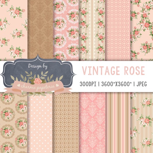 Pink Floral Digital Paper Shabby Chic Digital Paper Pack | Etsy