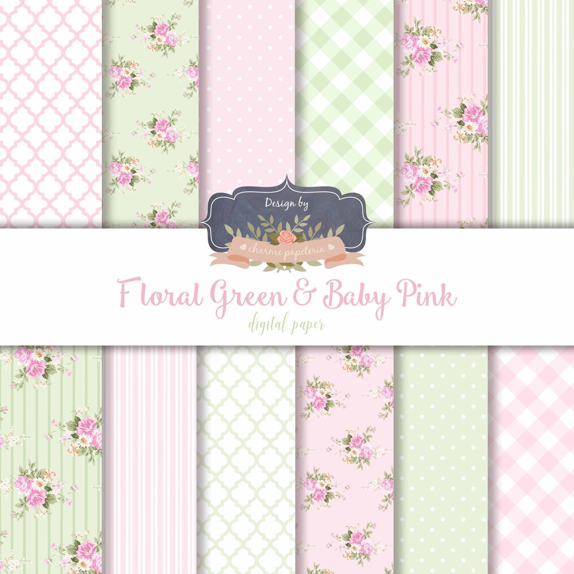 Shabby Chic Digital Paper Floral Digital Paper Baby Pink - Etsy