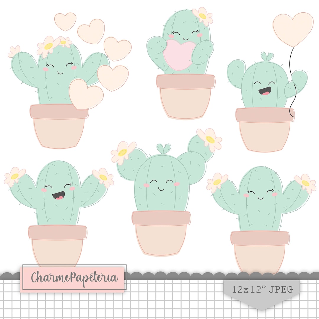 Cute Cactus Clipart Commercial Use - Etsy