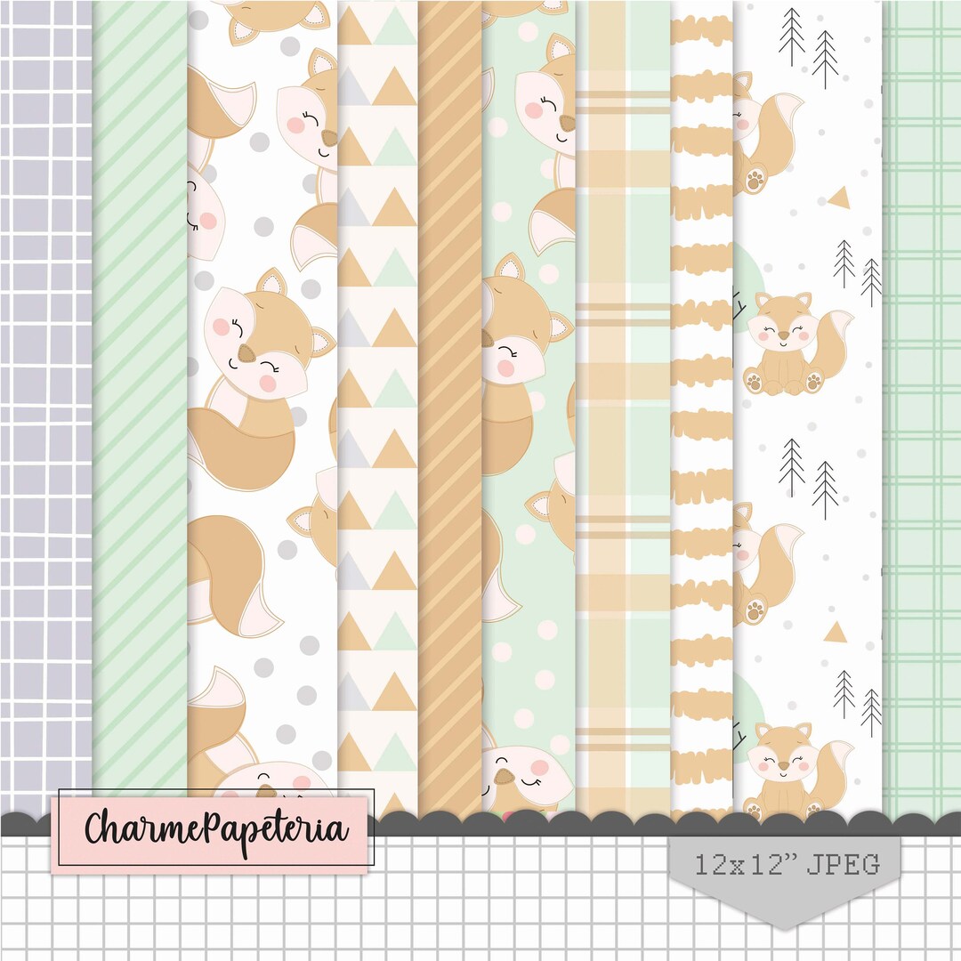 Fox Digital Paper Forest Animals Digital Papers Woodland - Etsy