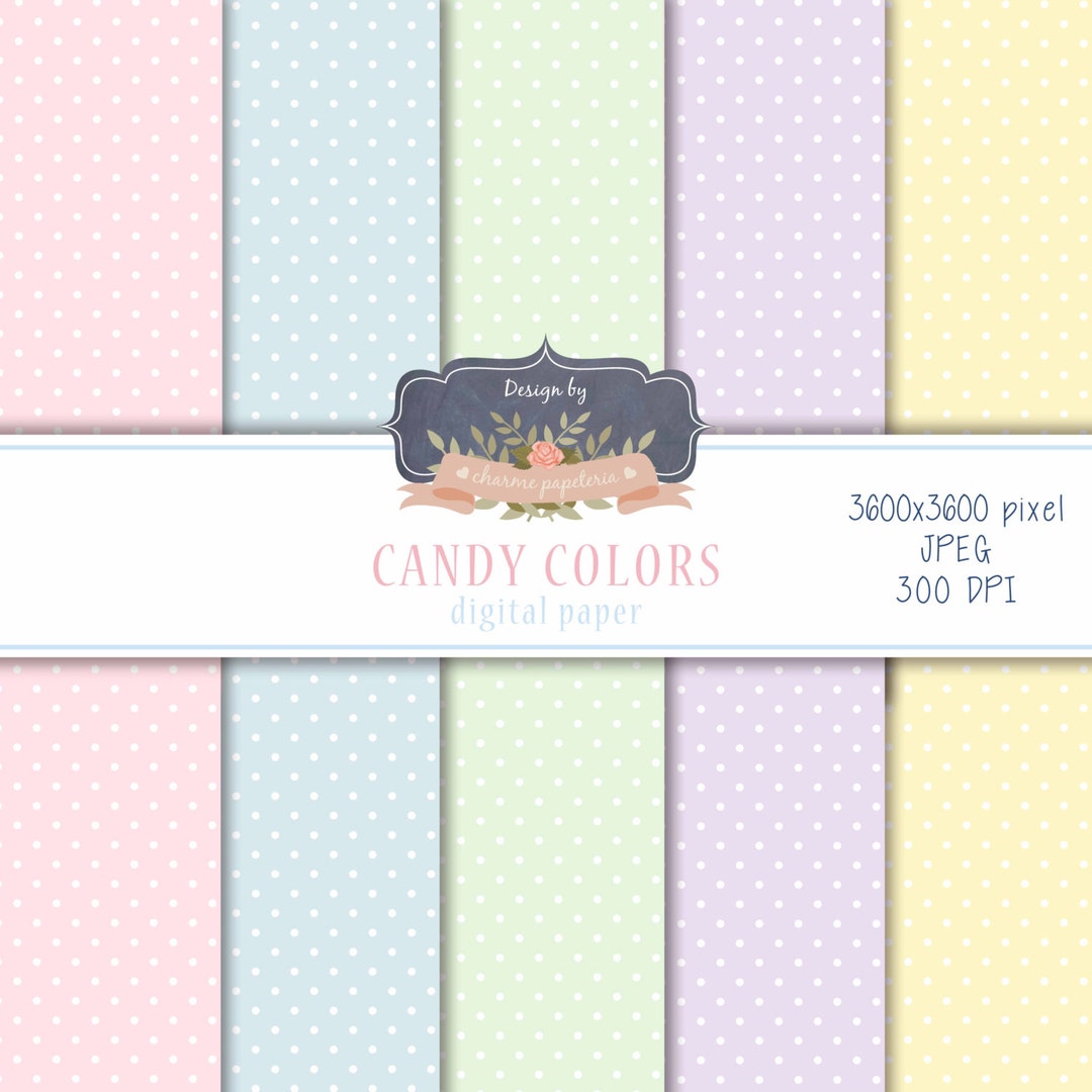 SALE Digital Paper Polka Dot Candy Colors Pettit Poa Candy - Etsy