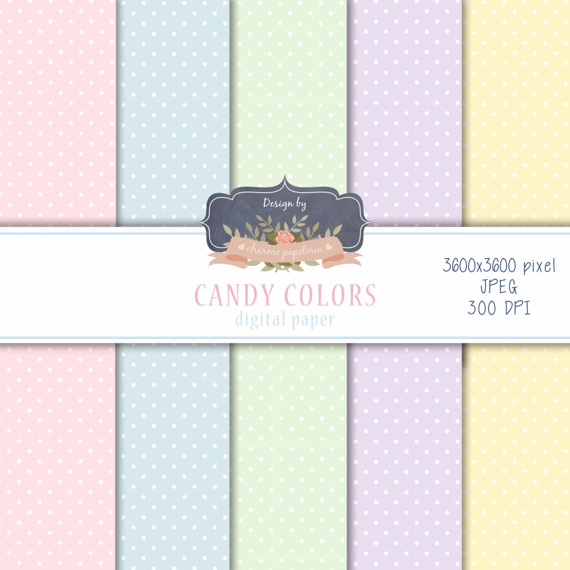 SALE Digital paper polka dot Candy colors pettit poa candy | Etsy