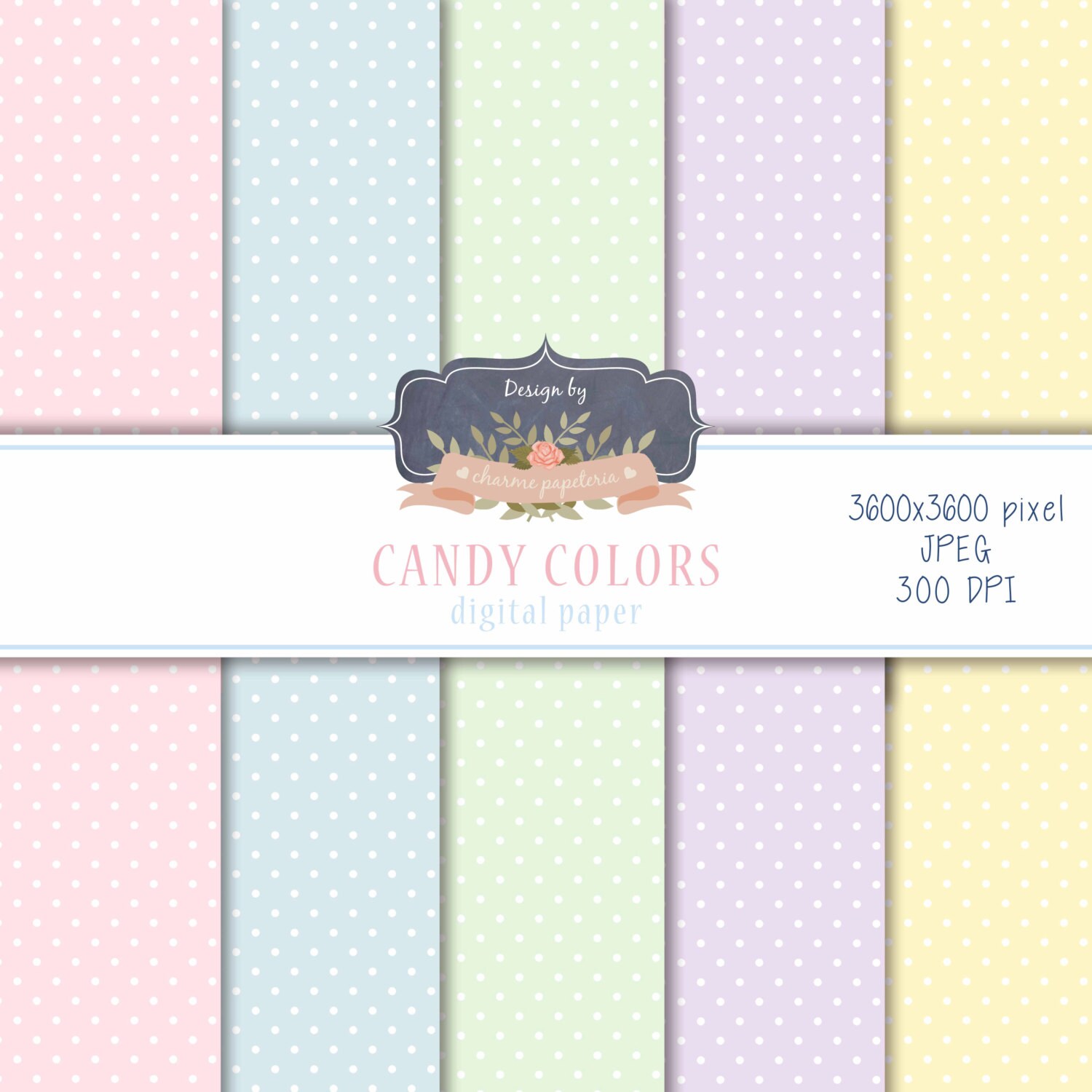 SALE Digital paper polka dot Candy colors pettit poa candy | Etsy