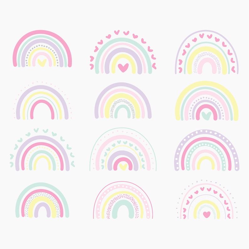 Happy Rainbows Colorfull Rainbow Clipart Digital Clip Art - Etsy