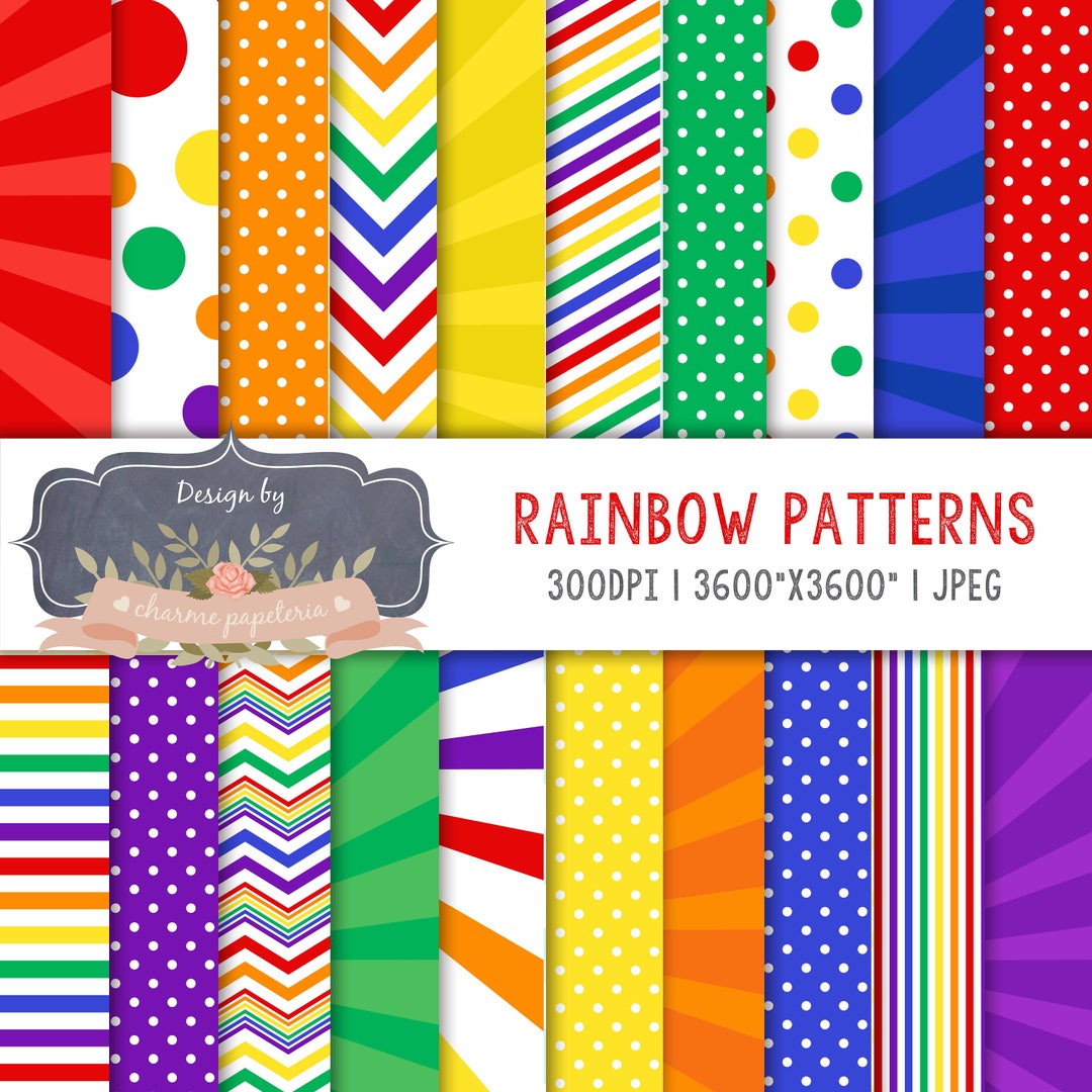 Rainbow Digital Papers Rainbow Patterns Backgrounds - Etsy
