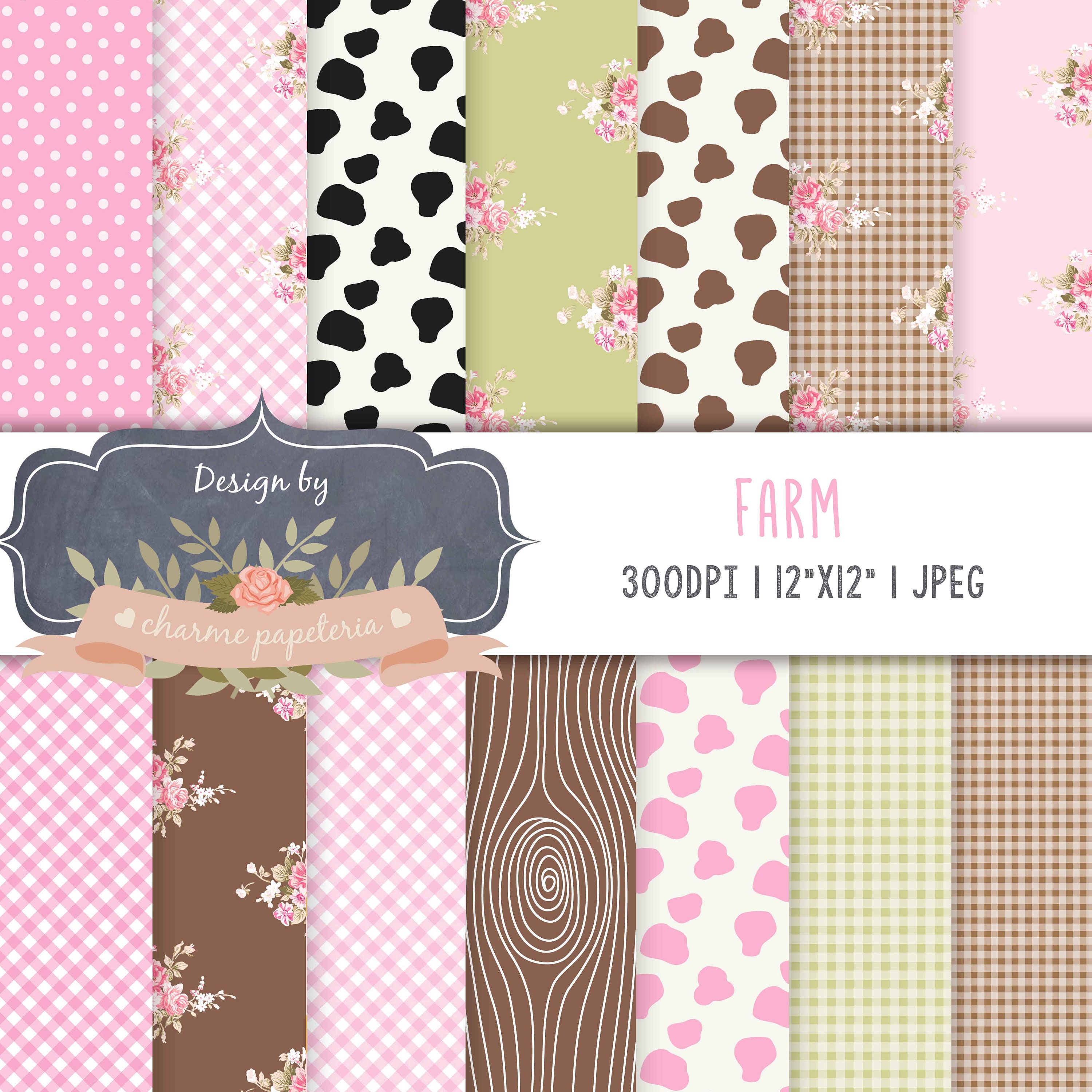 Floral Farm Digital Paper, Farm Scrapbook Paper Cowgirl Paper - Etsy