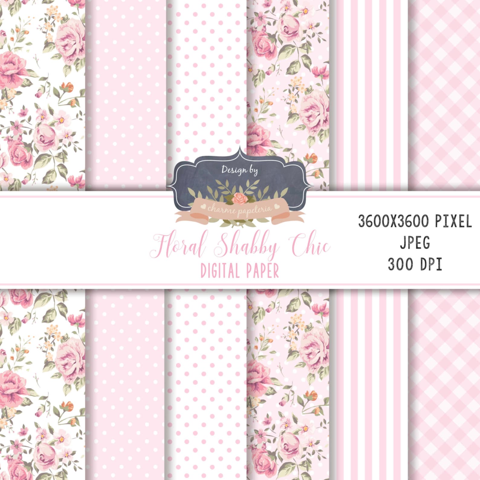 Floral Digital Paper, Pink Floral Paper, Flower Paper, Planner, Roses ...