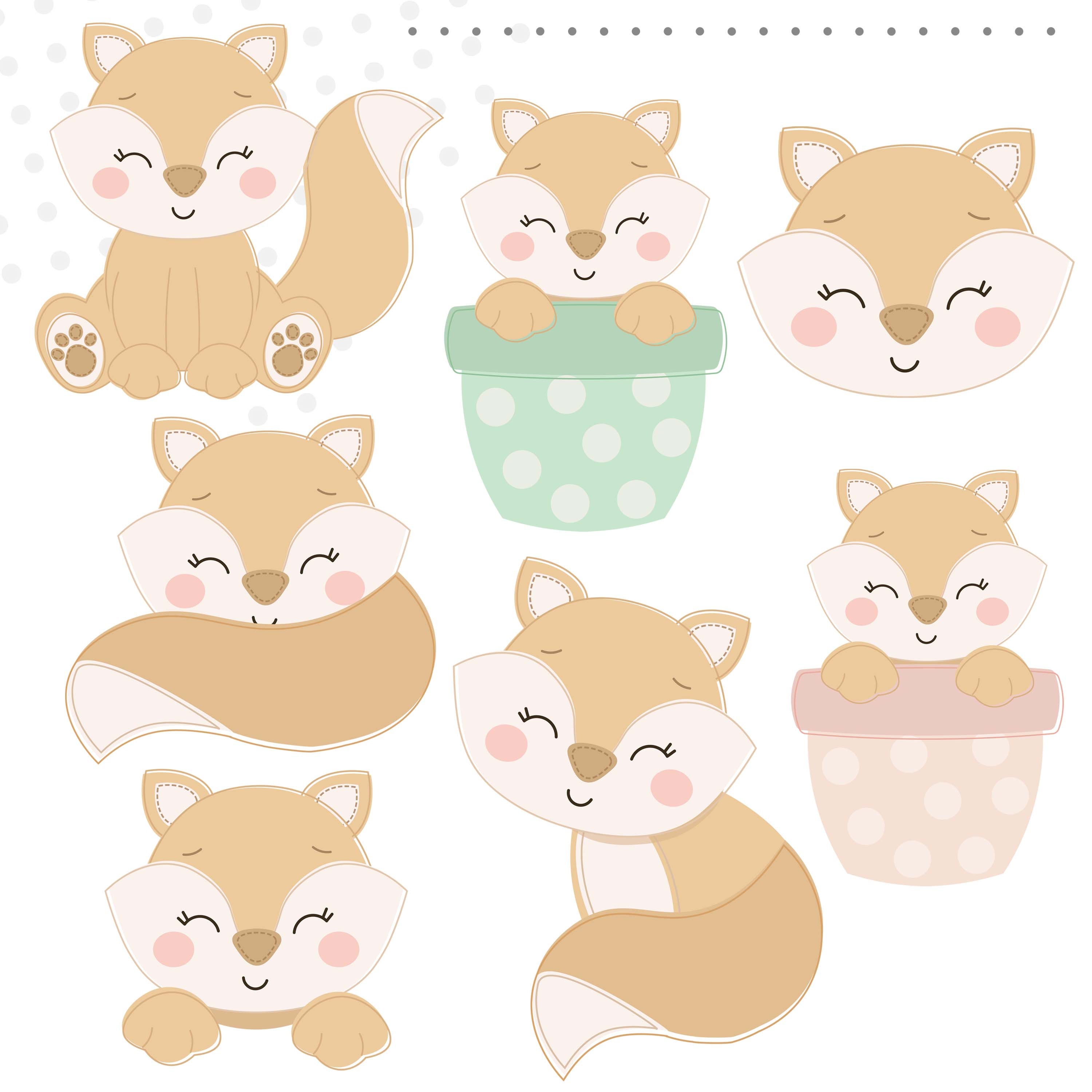 Fox clipart Forest Animals clipart Woodland clipart | Etsy