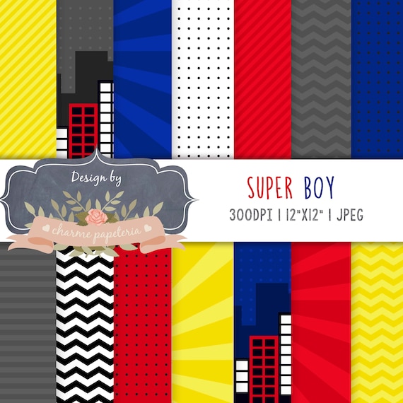 Superboy Digital Papers Super Hero digital paper super man | Etsy
