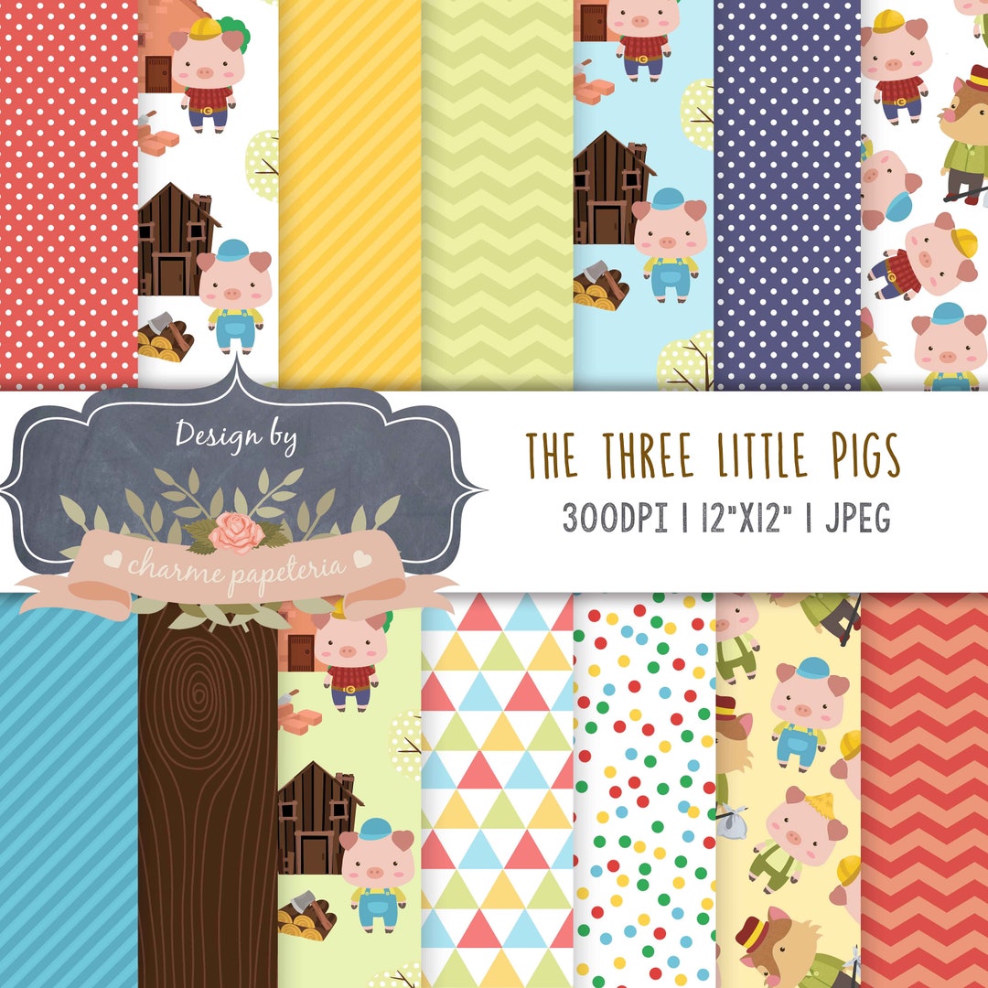 The Three Little Pigs Digital Paper, the Three Little Pigs Backgrounds ...