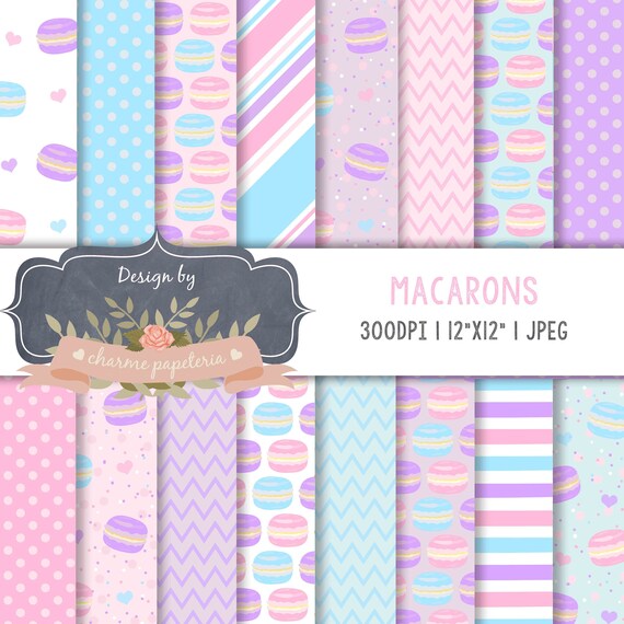 Paper, Party & Kids Papercraft Decorative Paper Macarons Digital Papers ...