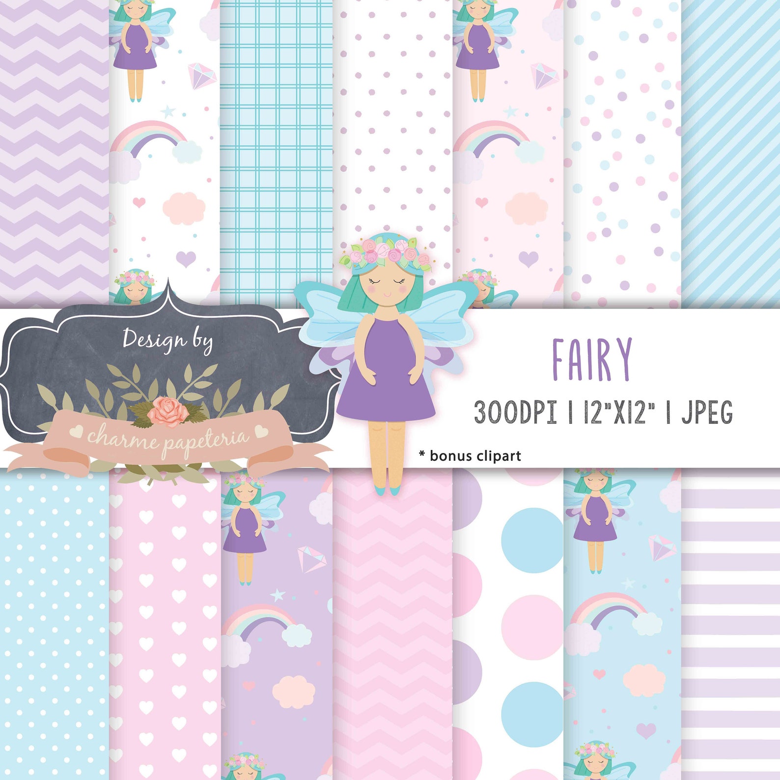 Fairy Digital Papers and Clipart, Flower Fairies Digital Paper, Fairy ...