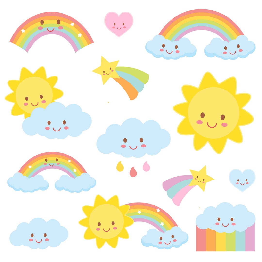 Weather Clipart, Rainbow Clipart, Weather Party, COMMERCIAL USE ...