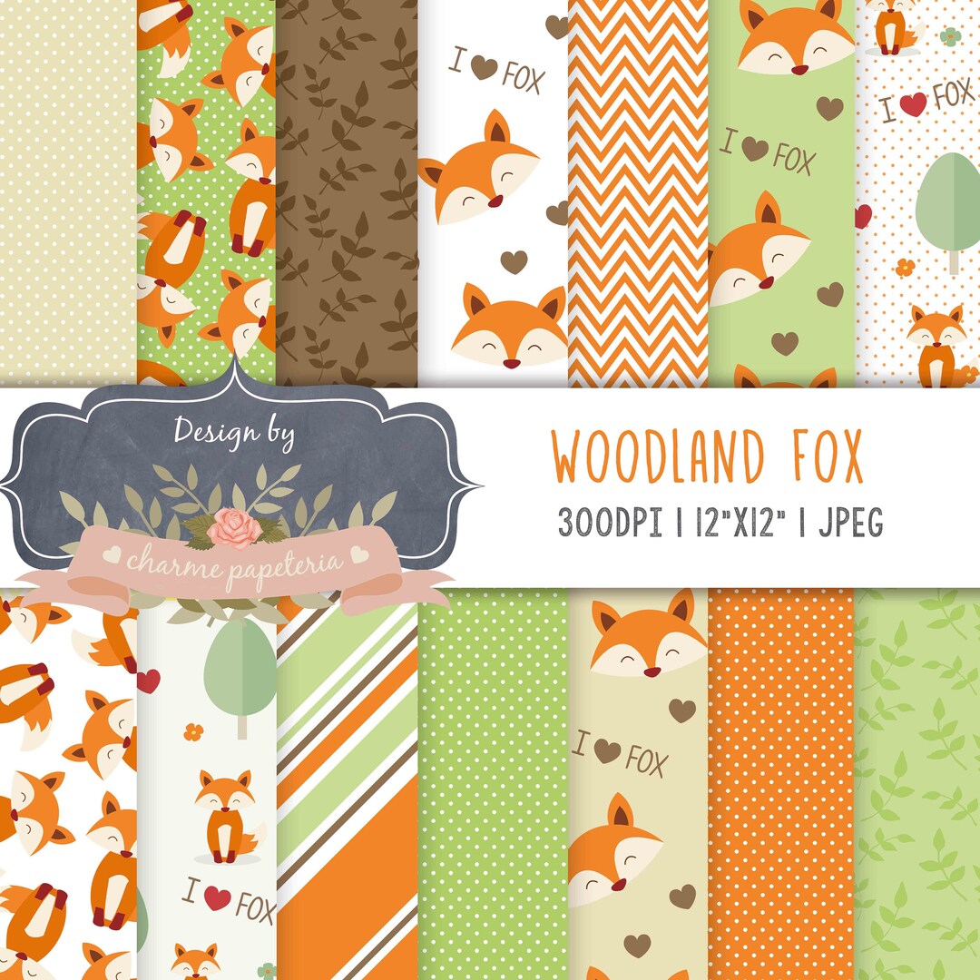 Fox Digital Paper, Forest Animals Digital Papers, Foxes Digital Papers ...