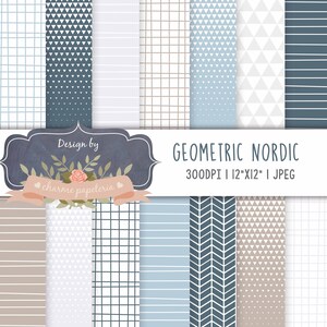 Geometric Nordic Digital Paper Triangles Stripes Minimalist - Etsy