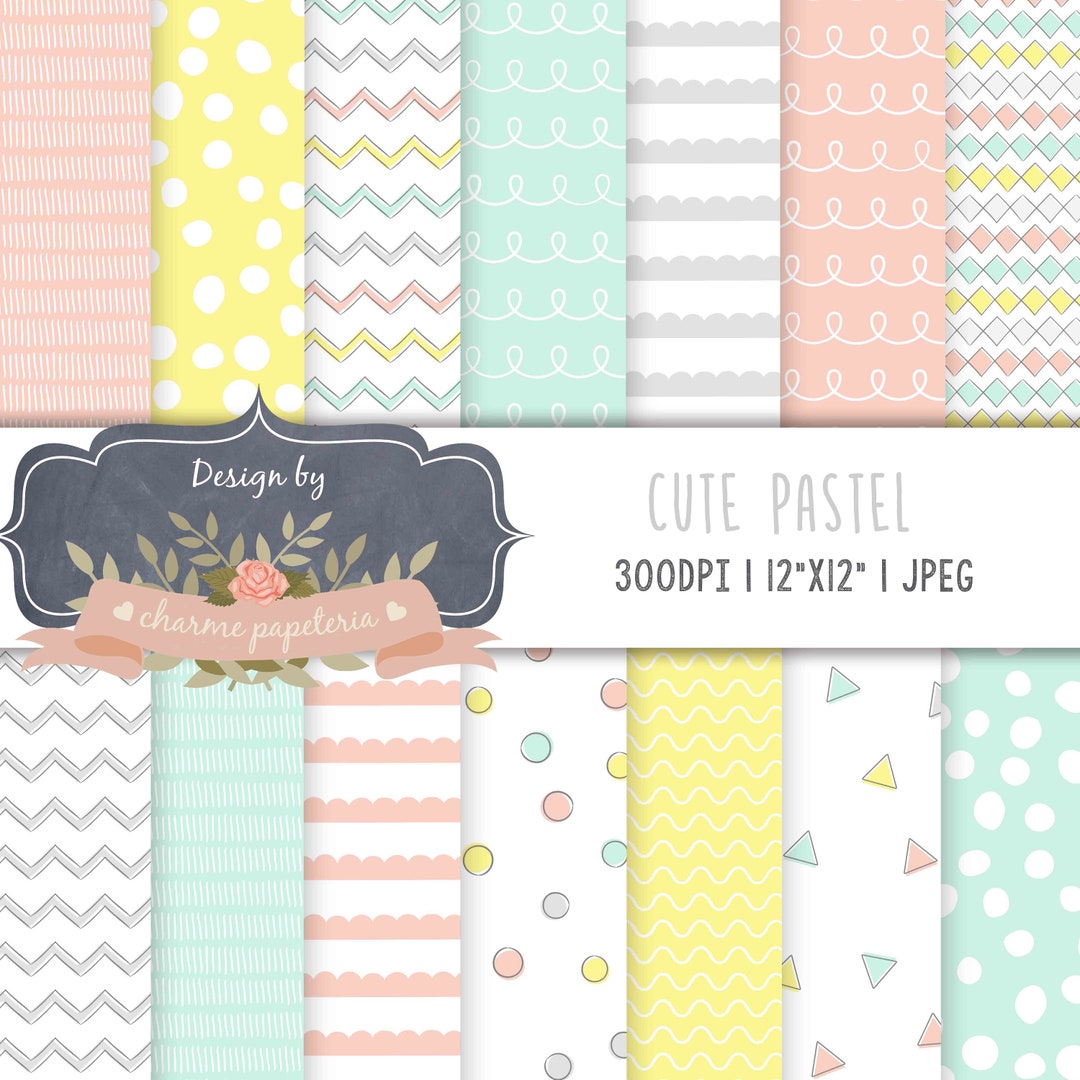 Mint and Pink Digital Paper Pack, Chevron Pink and Mint, Marshmallow ...