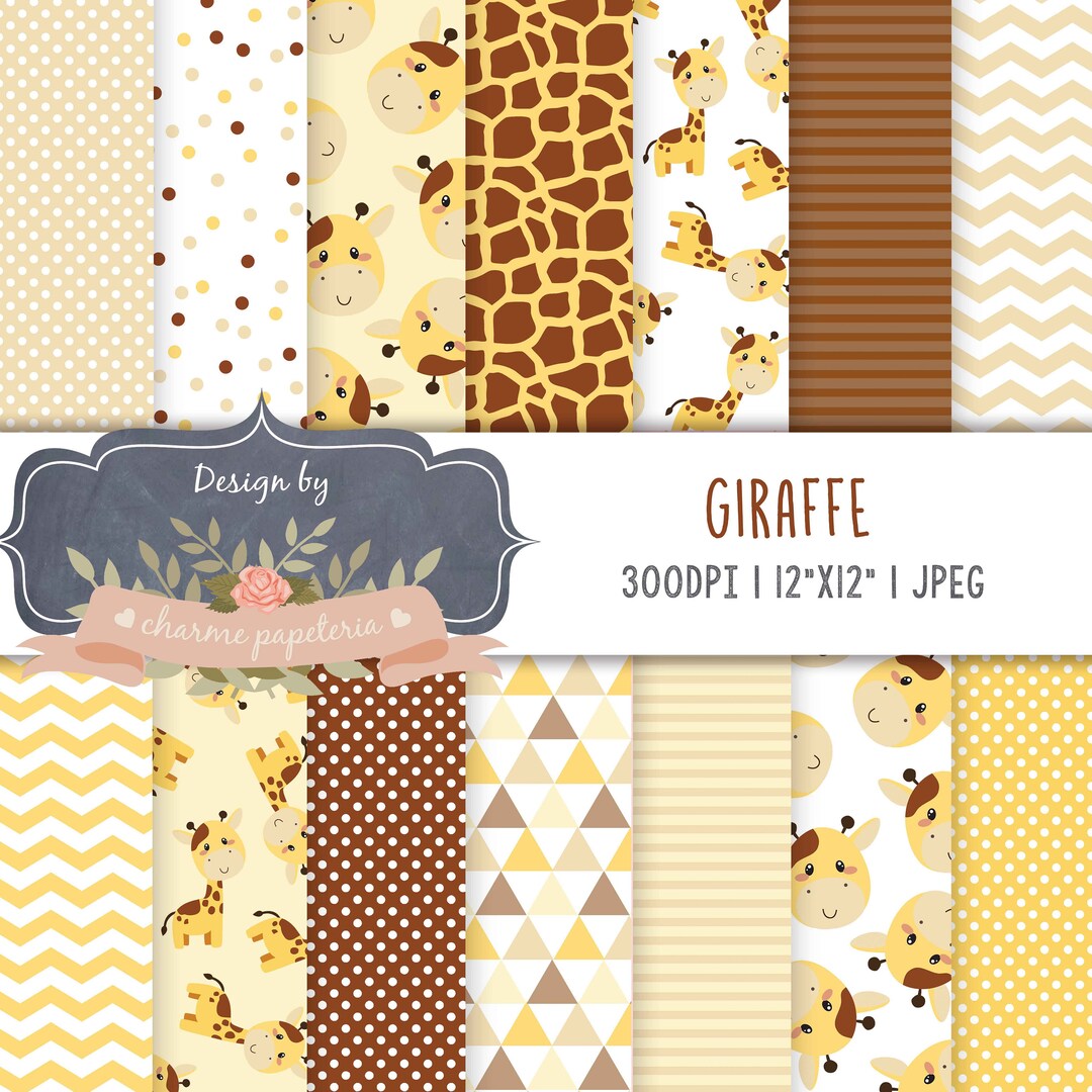 Baby Giraffe Digital Papers, Pastel Baby Shower, Baptism, Birthday ...