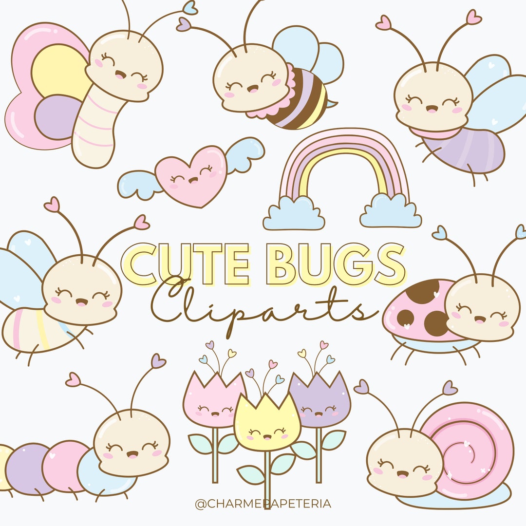 Cute Bugs Clipart, Insects Clipart, Garden Bugs Clipart, Ladybug, Bee ...