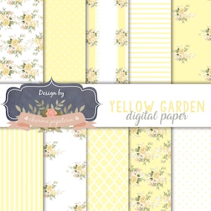 Yellow Digital Paper Floral Digital Paper Yellow Floral - Etsy