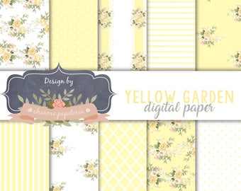 Yellow Digital Paper Floral Digital Paper Yellow Floral - Etsy