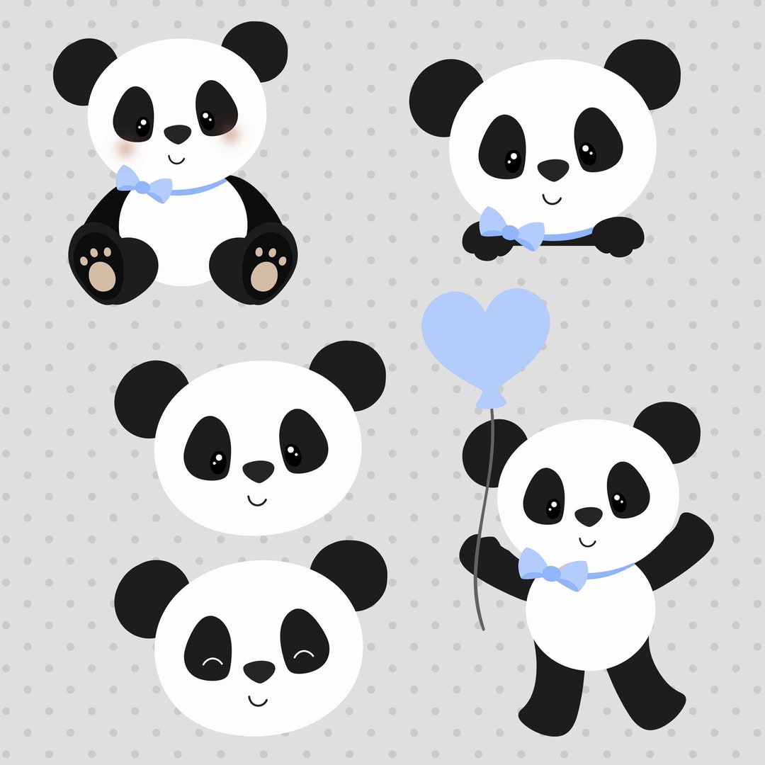 Baby Blue Panda Bear Clipart Baby Shower Boy Clipart and - Etsy