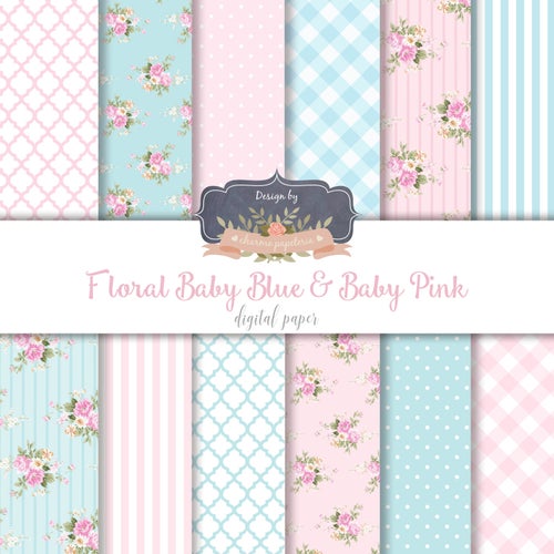 Pink Floral Digital Paper Shabby Chic Digital Paper Pack | Etsy