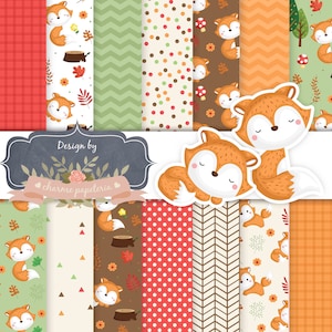 Woodland Digital Paper Fox Digital Paper Forest Animals | Etsy