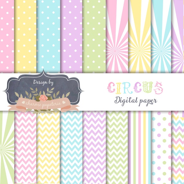 Circus Digital Paper - Etsy