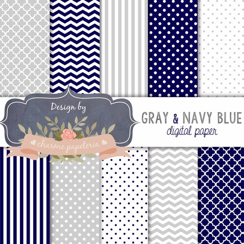 Navy Blue and Coral Digital Paper Damask Scrapbook Papers - Etsy